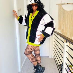 Handmade Patchwork Crochet Cardigan, Oversized Horror Themed Sweater - Etsy