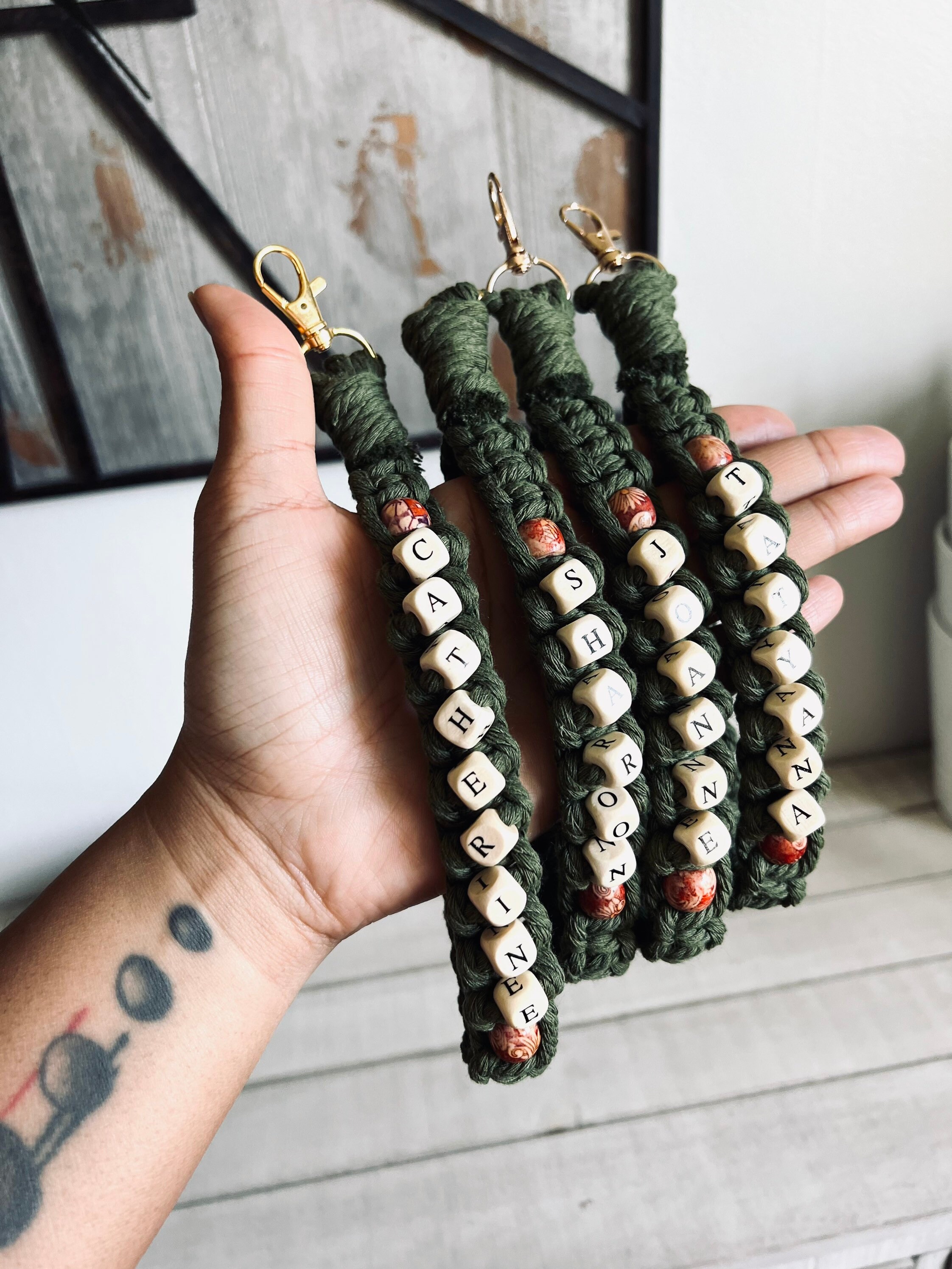 Personalized Macrame Wristlet, Macrame Keychain, Boho Wristlet, Bohemian, Mothers Day Gift ...