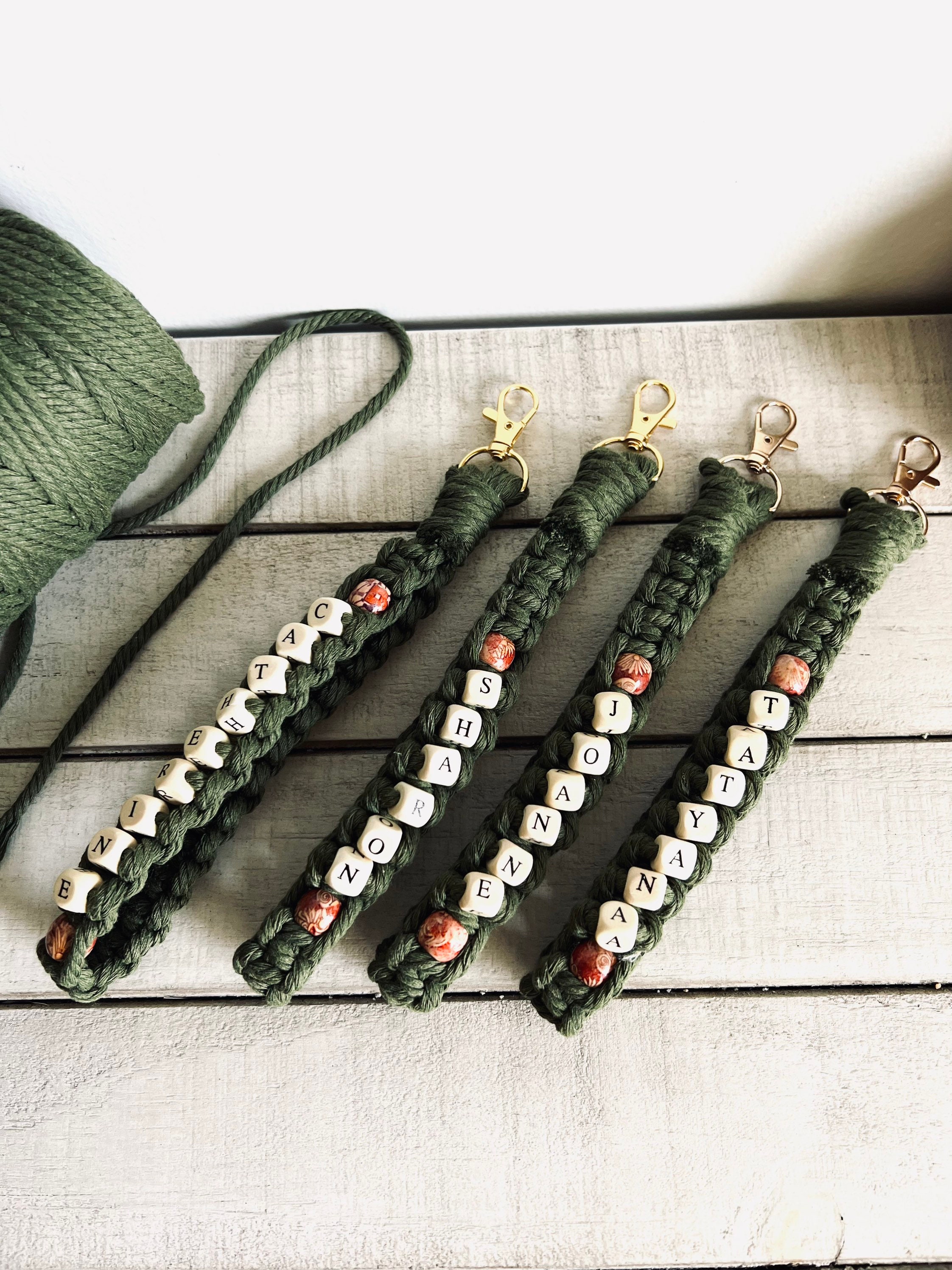 Personalized Macrame Wristlet, Macrame Keychain, Boho Wristlet ...