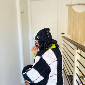 Handmade Patchwork Crochet Cardigan, Oversized Horror Themed Sweater - Etsy