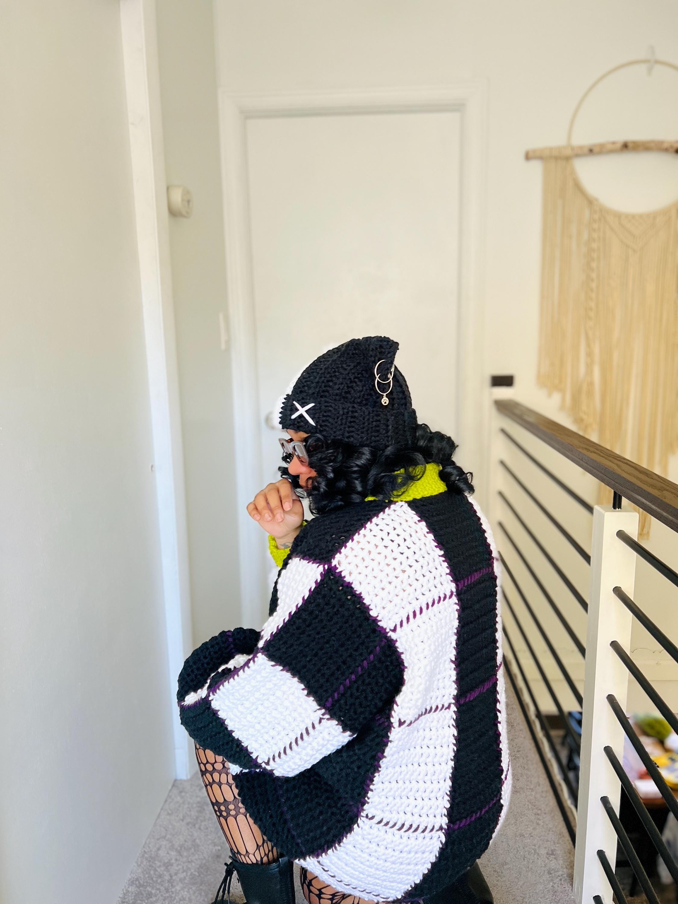 Handmade Patchwork Crochet Cardigan, Oversized Horror Themed Sweater - Etsy