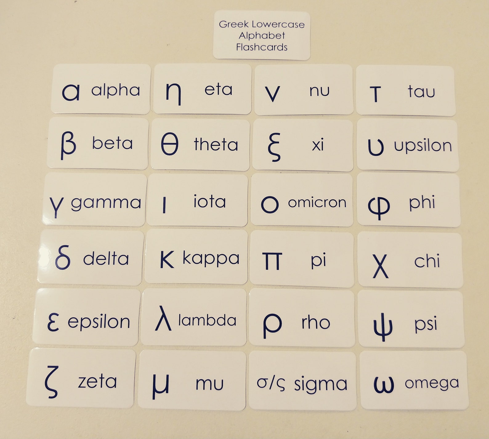 24 Laminated Lowercase Greek Alphabet Flashcards. | Etsy