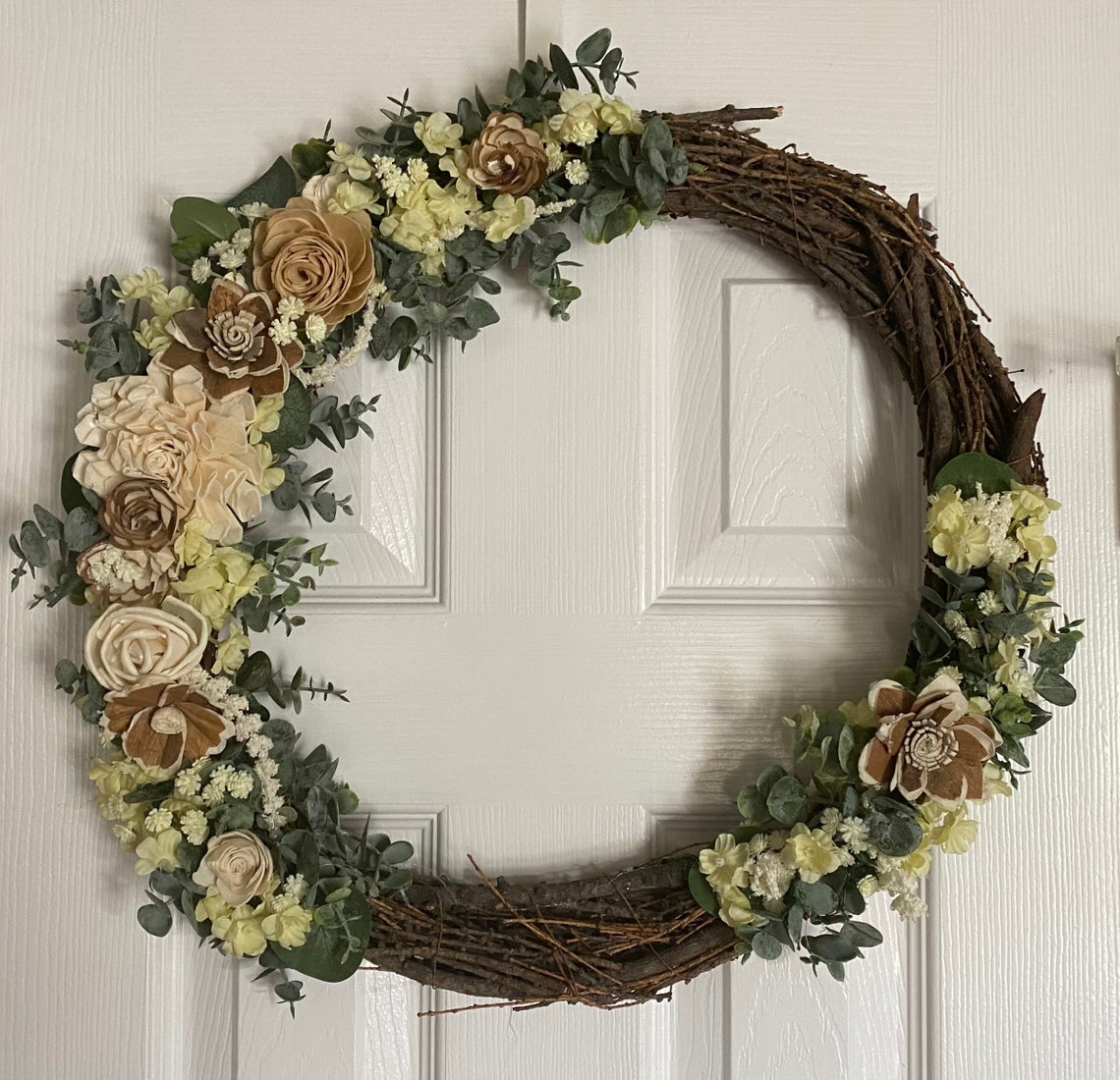 Wood Flower Wreath | Etsy