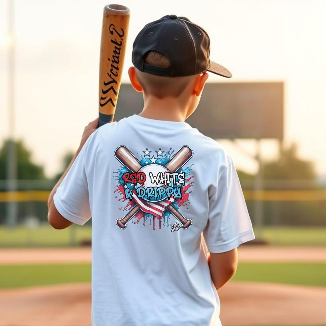 Red White and Drippy Shirt , Boys Baseball Gifts, Baseball T-shirts ...