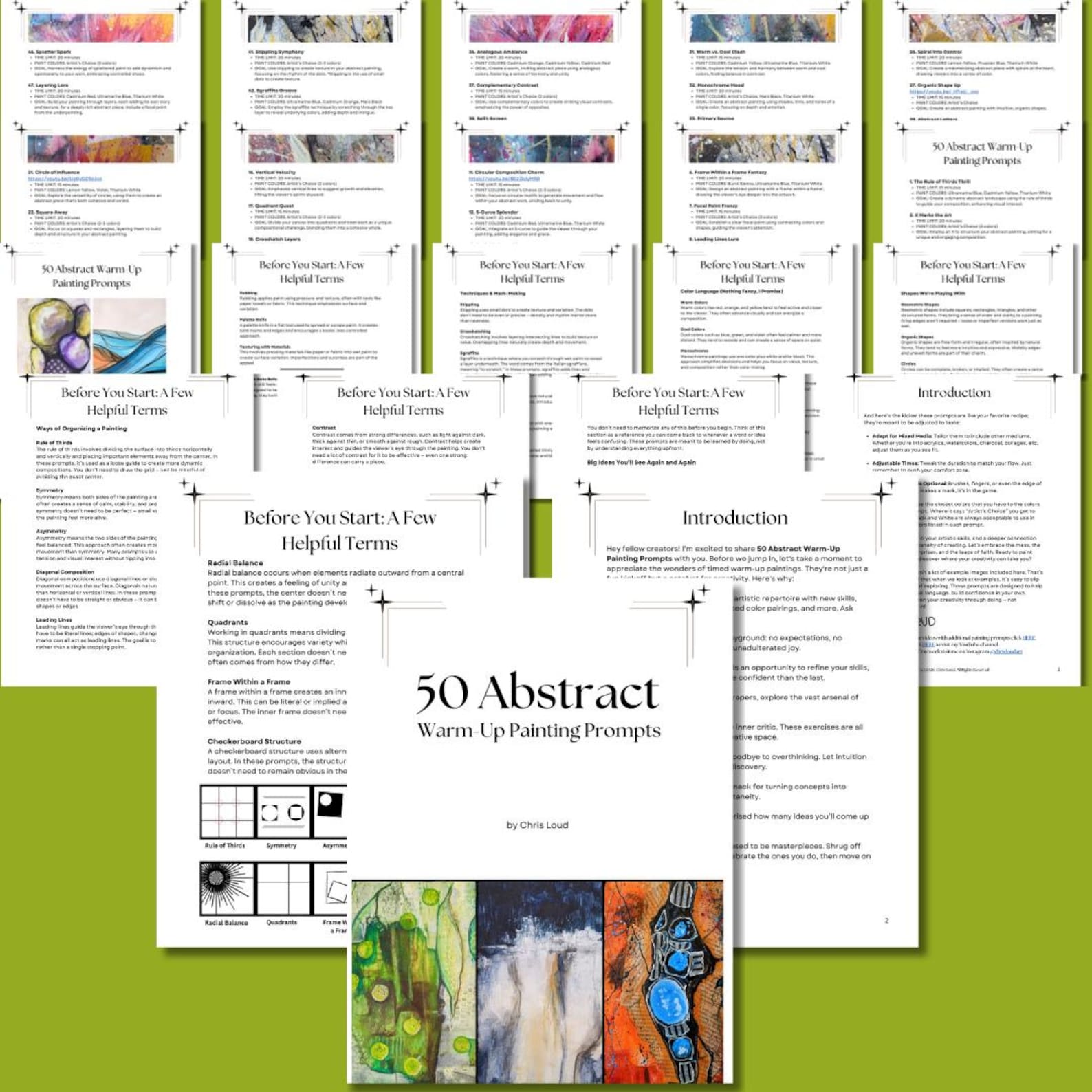 50 Abstract Warm-up Painting Prompts (english + French +spanish) | Art ...