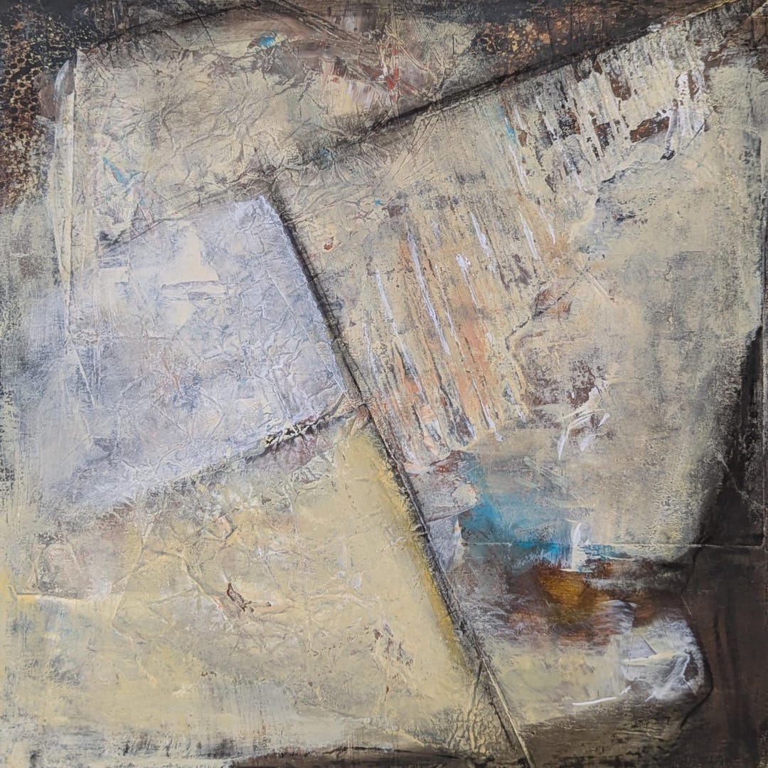 Interrupted Alignment – 8x8 Abstract Acrylic Mixed Media Painting on ...