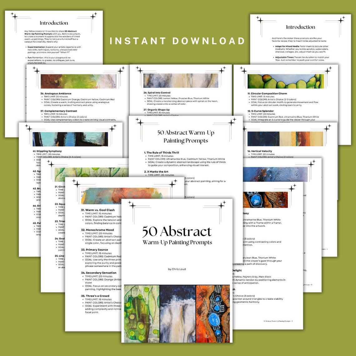 50 Abstract Warm-up Painting Prompts | Art Exercises | Digital Product | Printable | Creative ...