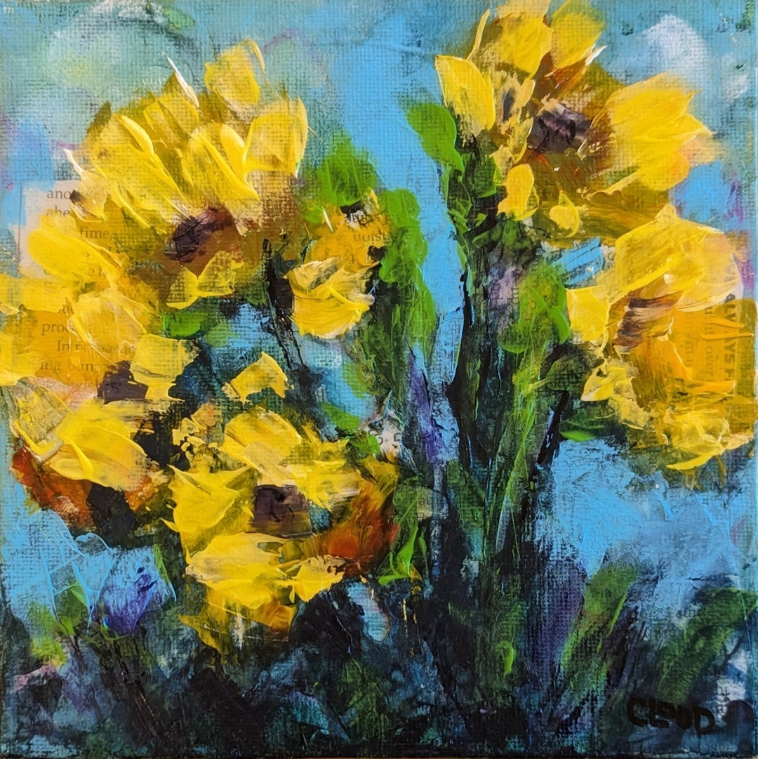 Colorful SUNFLOWER Abstract Painting Original Acrylic Artwork - Etsy