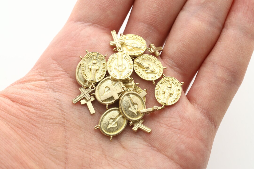 RAW BRASS, Rosary W/ Dangling Cross Pendant, Brass, Jewelry Making ...