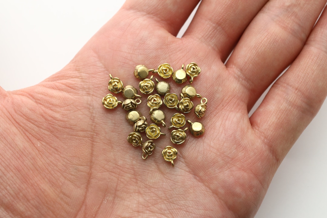 RAW BRASS, Minimal Bulging Rose Charm, Brass, Jewelry Making Supplies ...