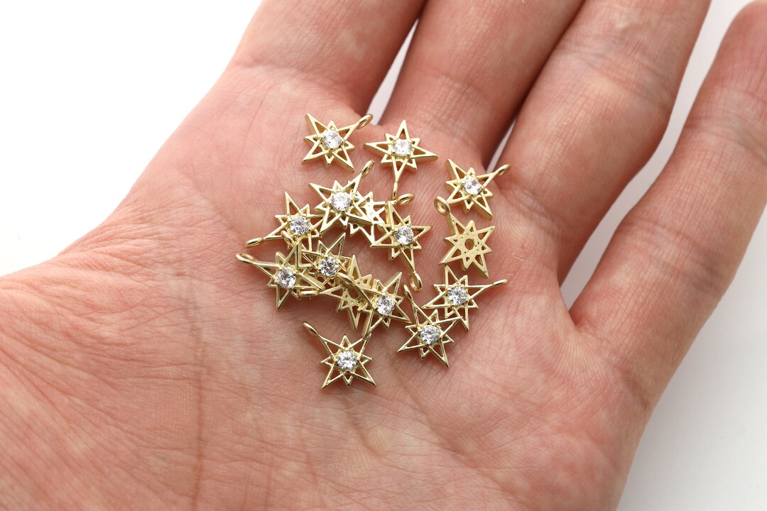 RAW BRASS, colgante de estrella cúbica, latón, zircnoia cúbica ...