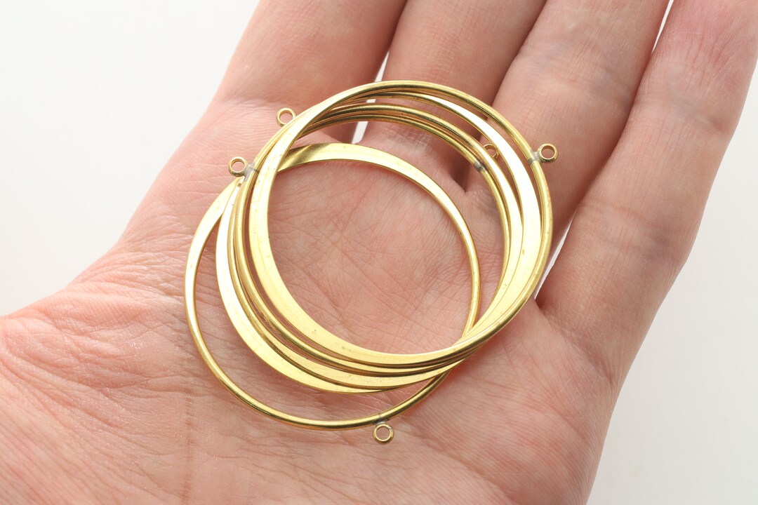 RAW BRASS, Round & Flat Big Ring Charm W/ Loop, Brass, Jewelry Making ...