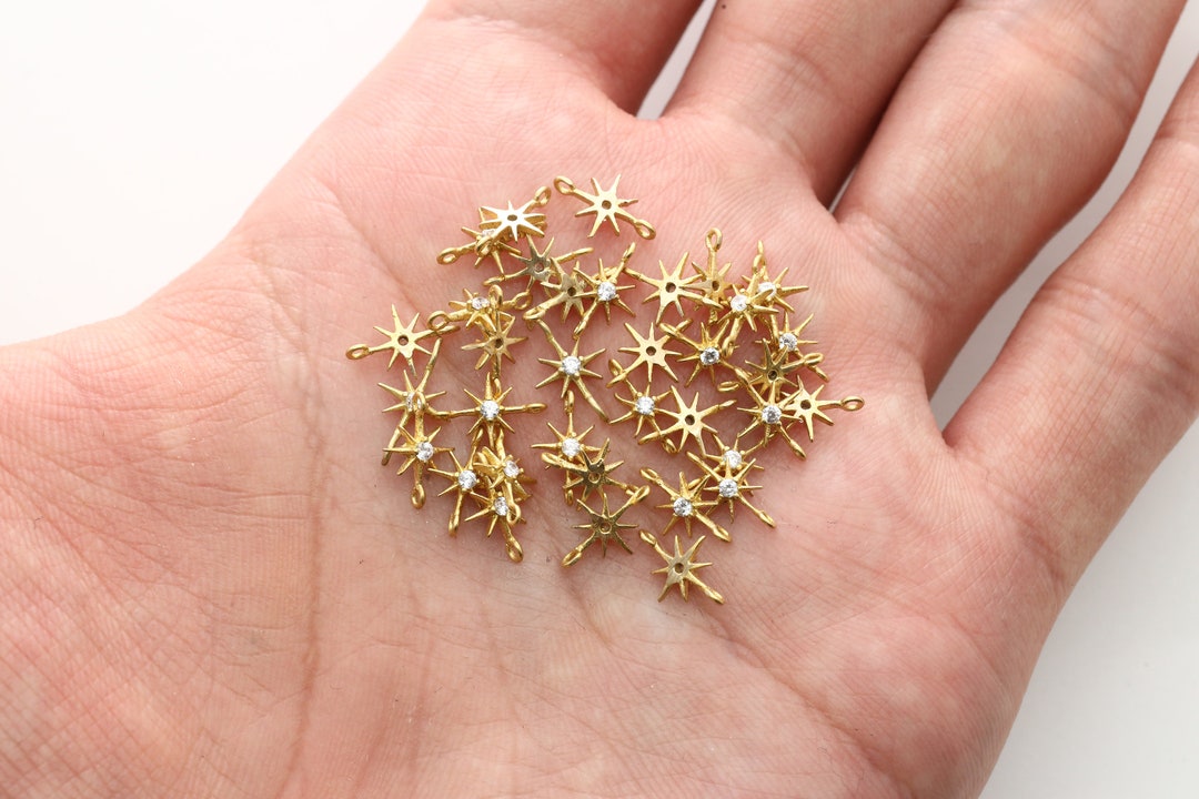 RAW BRASS, Tiny Cubic Star Connector, Open Link (horizontal), Brass ...