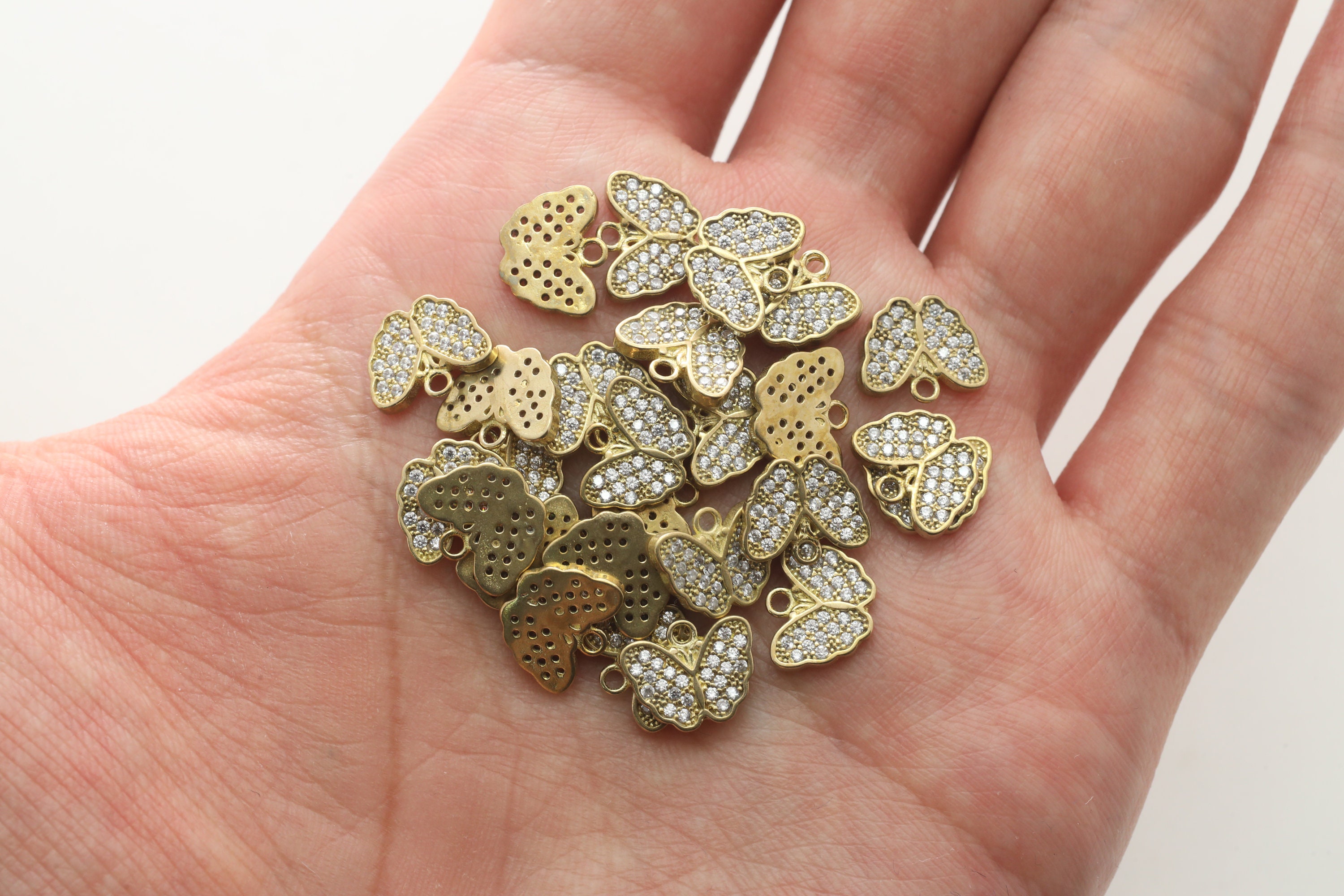 RAW BRASS, Cubic Butterfly Charm, Cubic zircnoia, Brass, Schmuckzubehör ...