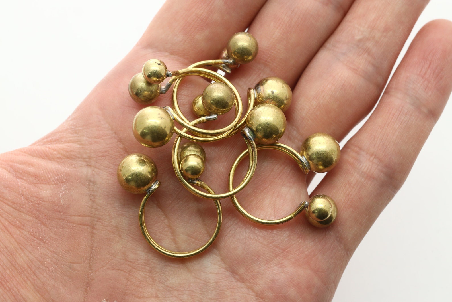 RAW BRASS, Triple Ball Finger Ring, Brass, Raw Finger Rings, Jewerly ...