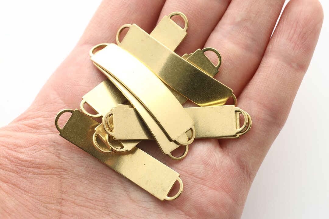 RAW BRASS, Curved Bar Charm, 45x10mm W/ 2 Loops, Brass, Jewelry Making ...