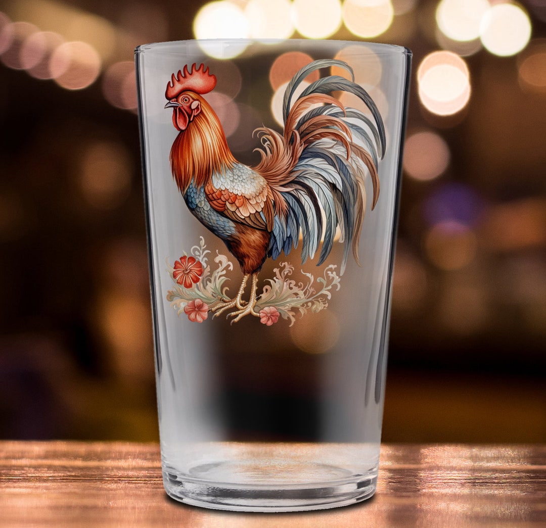 Rooster Themed Pint Glasses for Rooster Decor Kitchen Collectors - Etsy