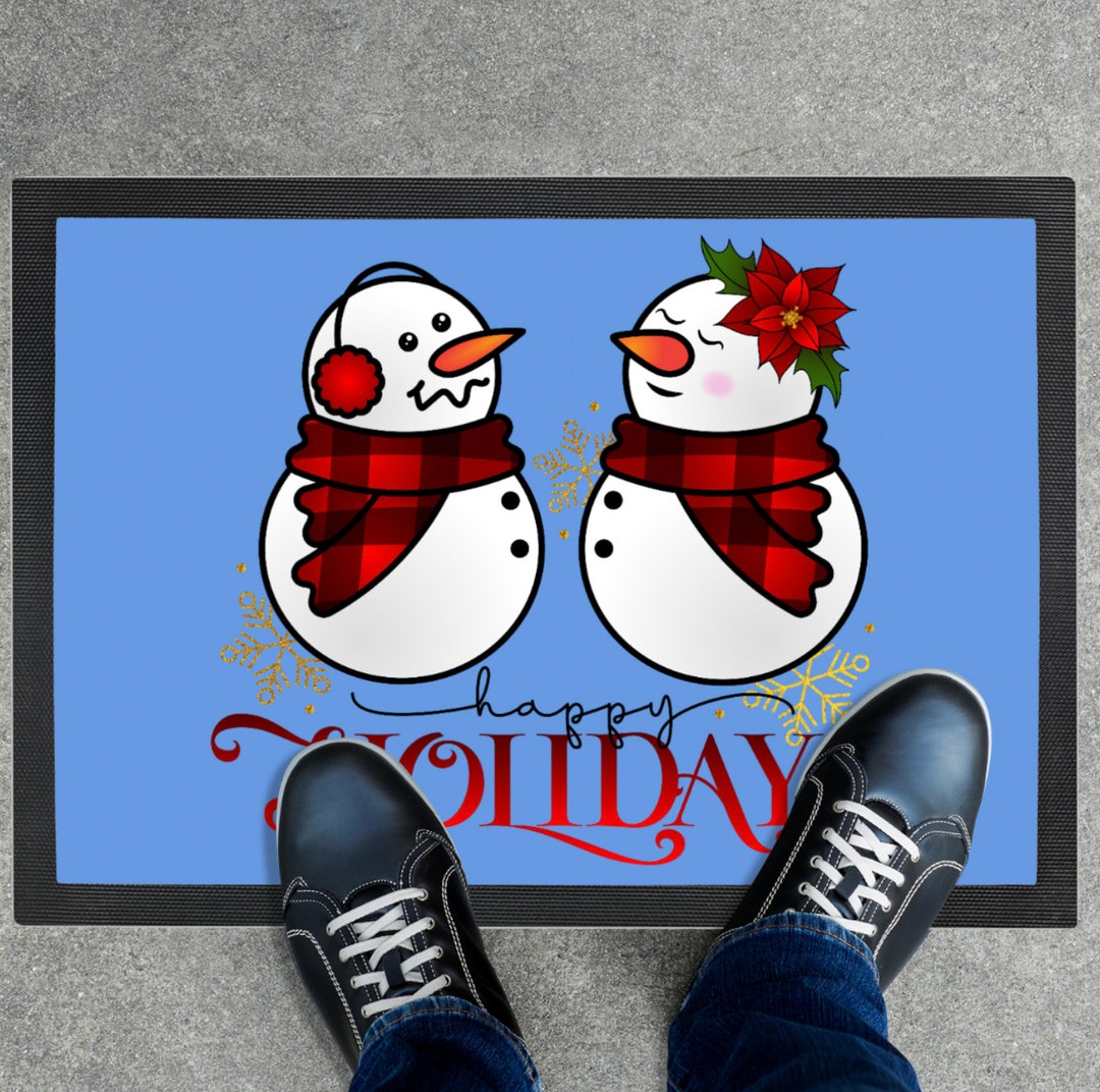 Happy Holidays Snowmen Door Mat - Etsy