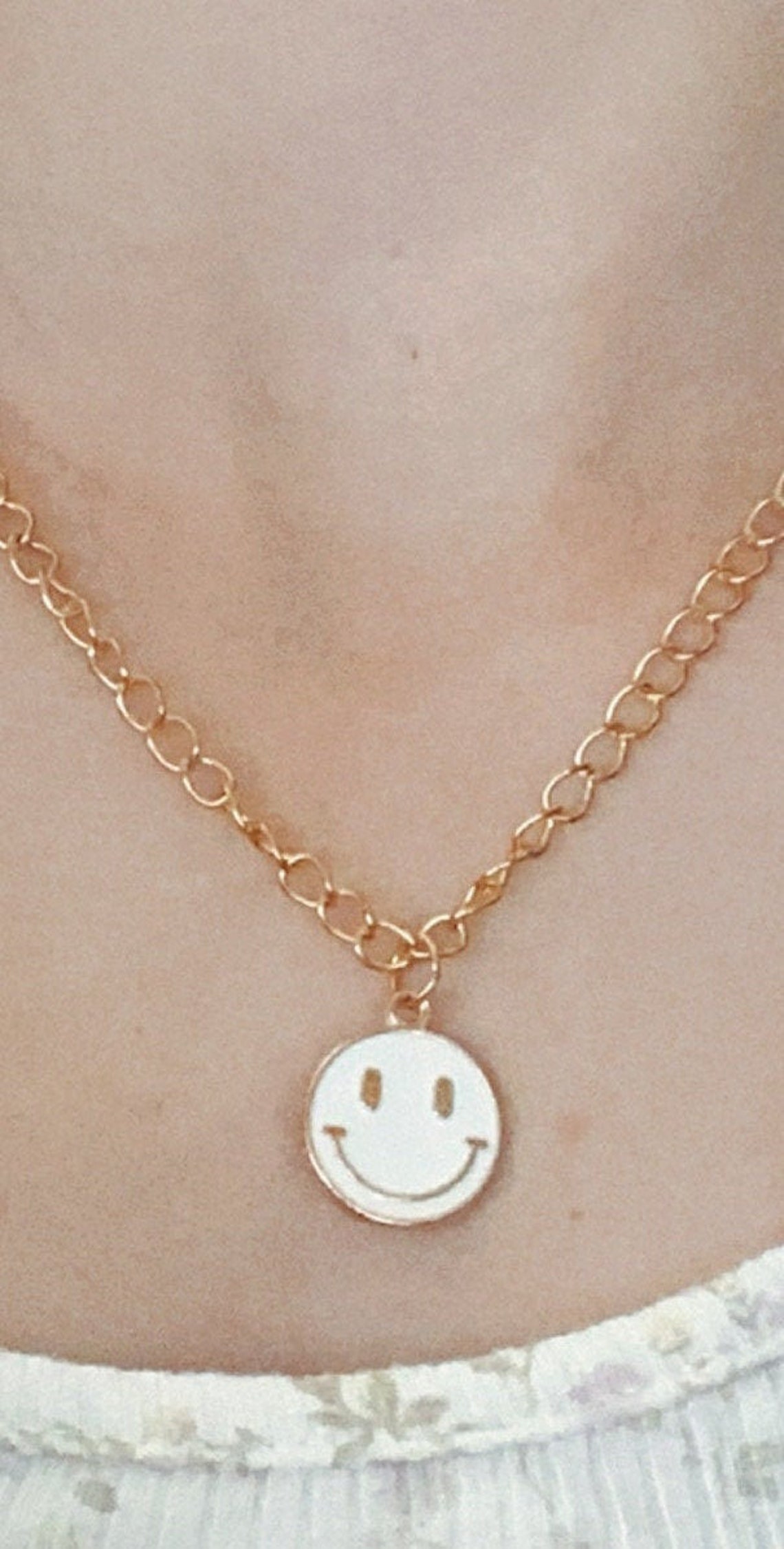 Smiley Face Necklace - Etsy