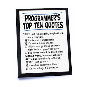 Funny Programmer Sign Plaque - Top Ten Quotes Sayings - Software ...