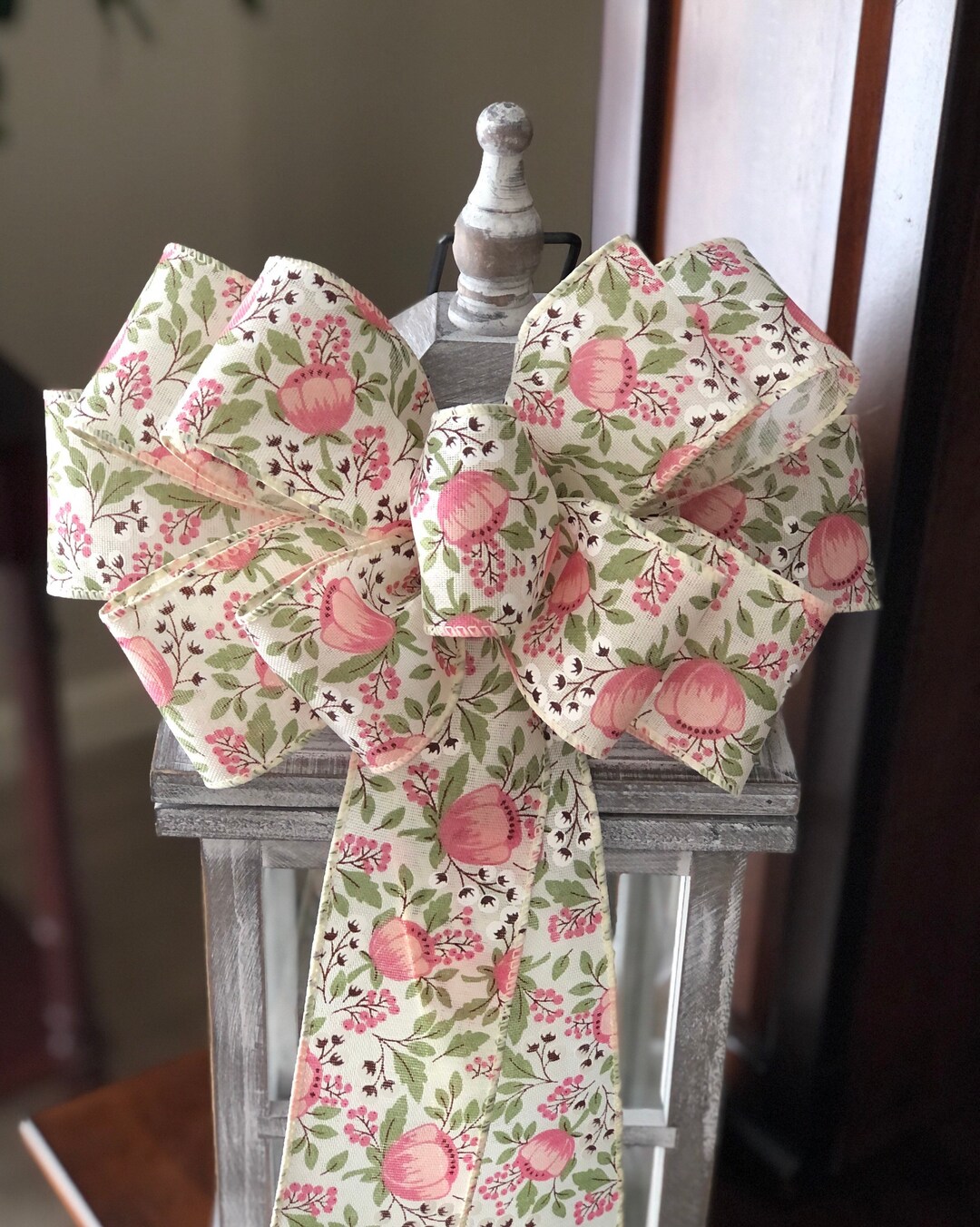 Summer Peonies Wreath Bow, Peonies and Cotton Wreath Bow, Summer ...