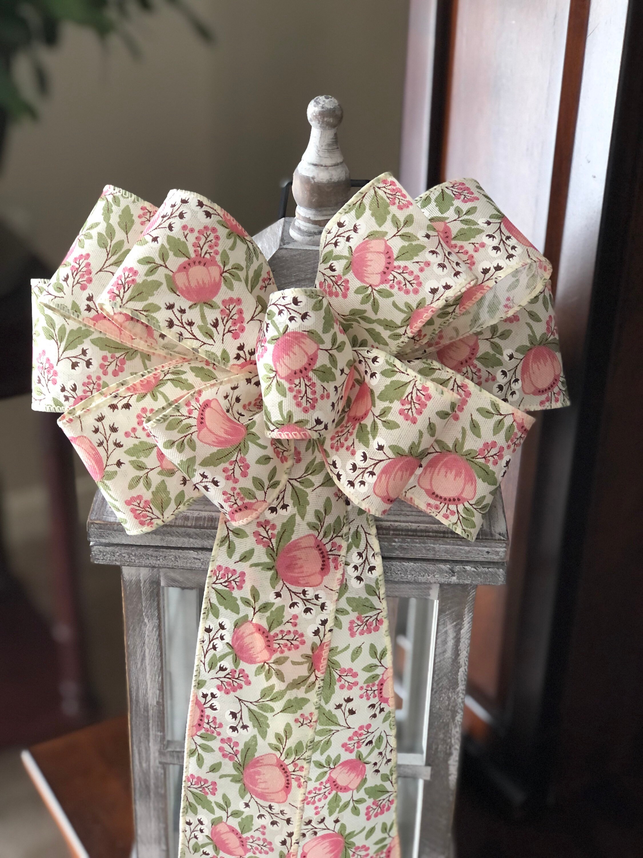Summer Peonies Wreath Bow Peonies and Cotton Wreath Bow - Etsy