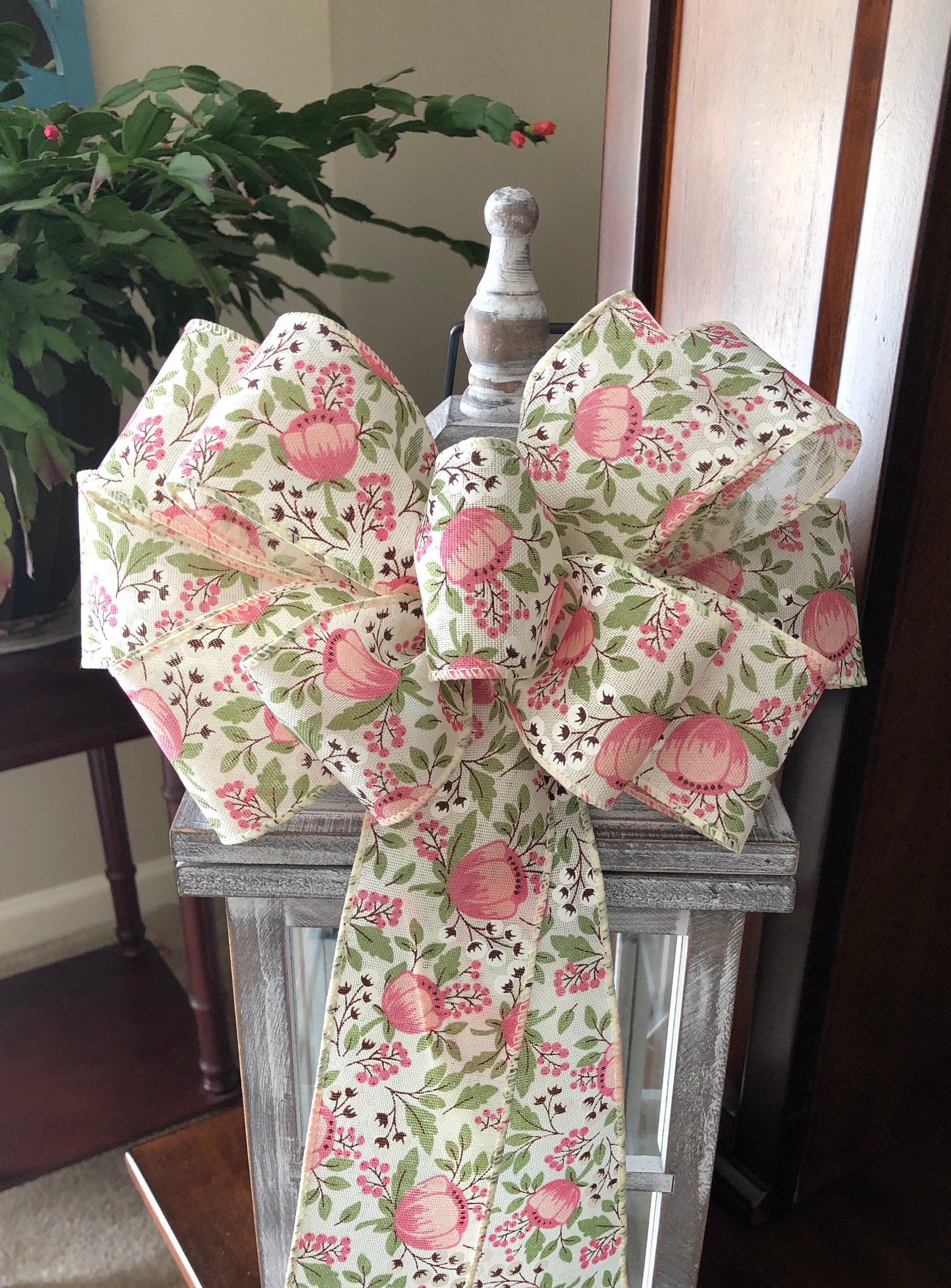 Summer Peonies Wreath Bow Peonies and Cotton Wreath Bow - Etsy