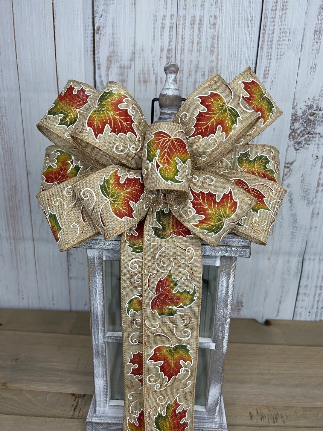 Fall Wreath Bow, Fall Leaves Front Door Wreath Bow, Large Fall Wreath ...
