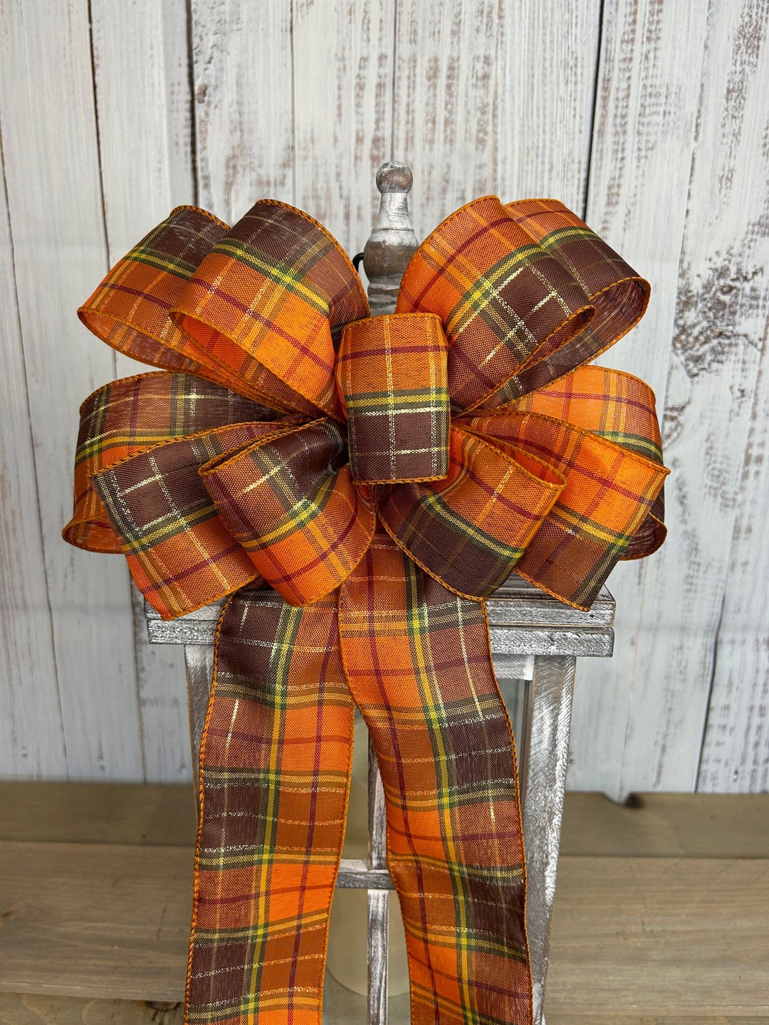 Fall Plaid Harvest Wreath Bow, Fall Bow for Front Door, Autumn Bow for ...