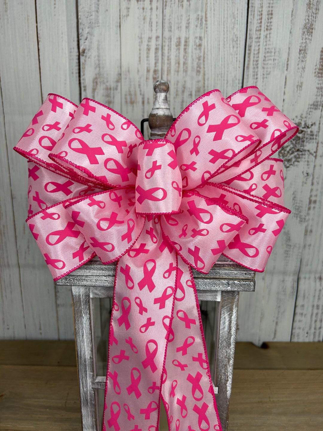 Pink Ribbon Breast Cancer Bow, Breast Cancer Awareness Wreath Bow ...