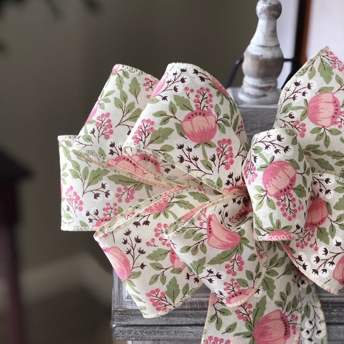 Summer Peonies Wreath Bow Peonies and Cotton Wreath Bow | Etsy