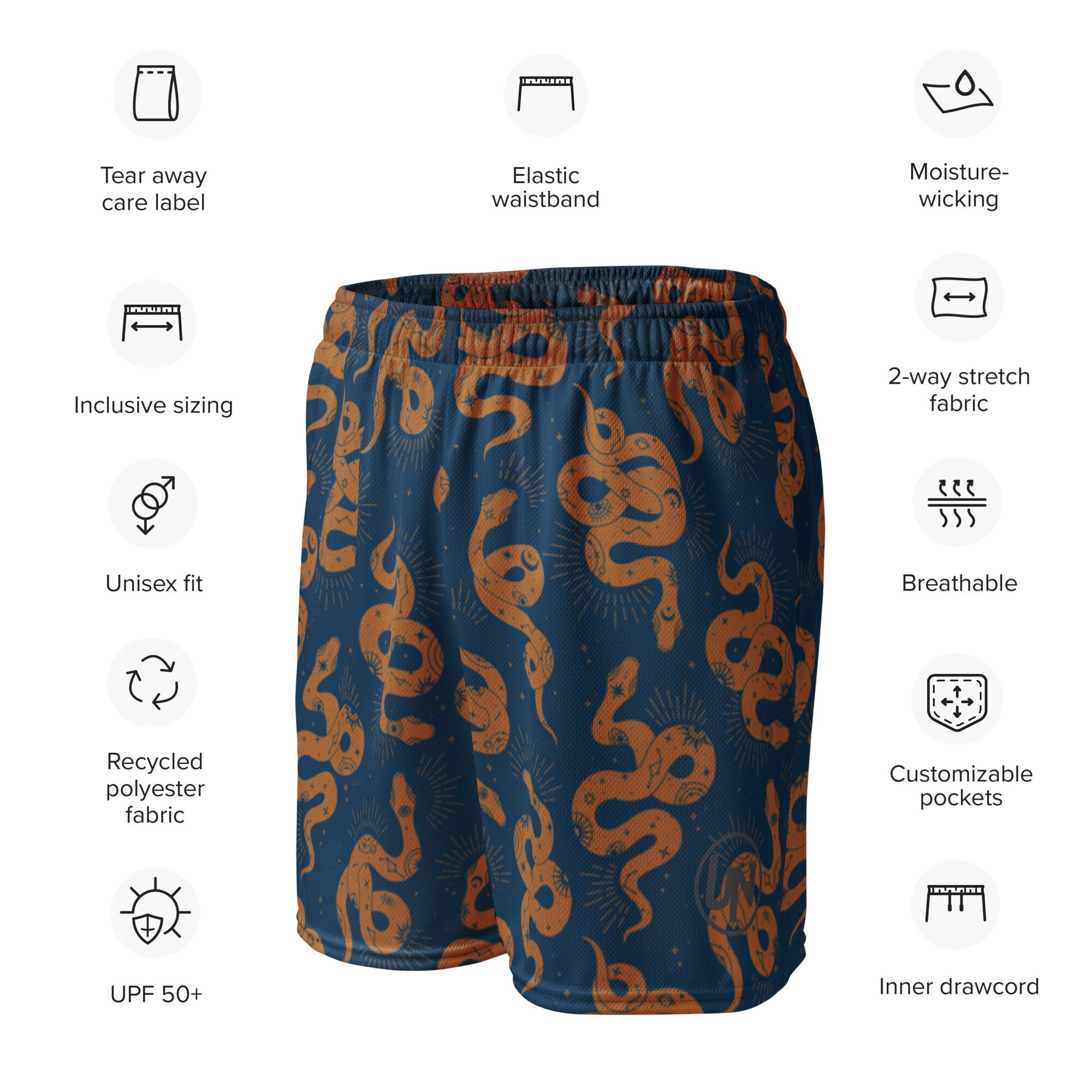 UN Cosmic Serpent Summer Breathable Mesh Workout Shorts Gold - Etsy