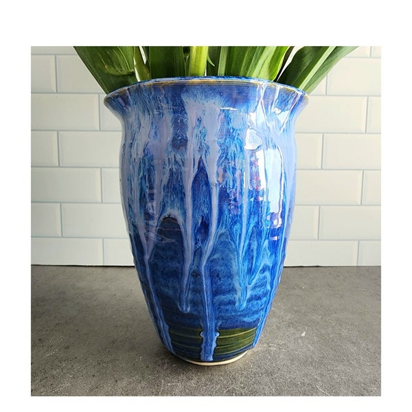 Blue Flower Pot - Etsy