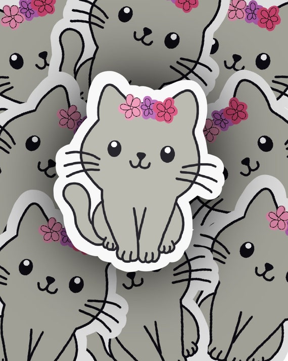 Laminated Cat Sticker Kitty sticker | Etsy
