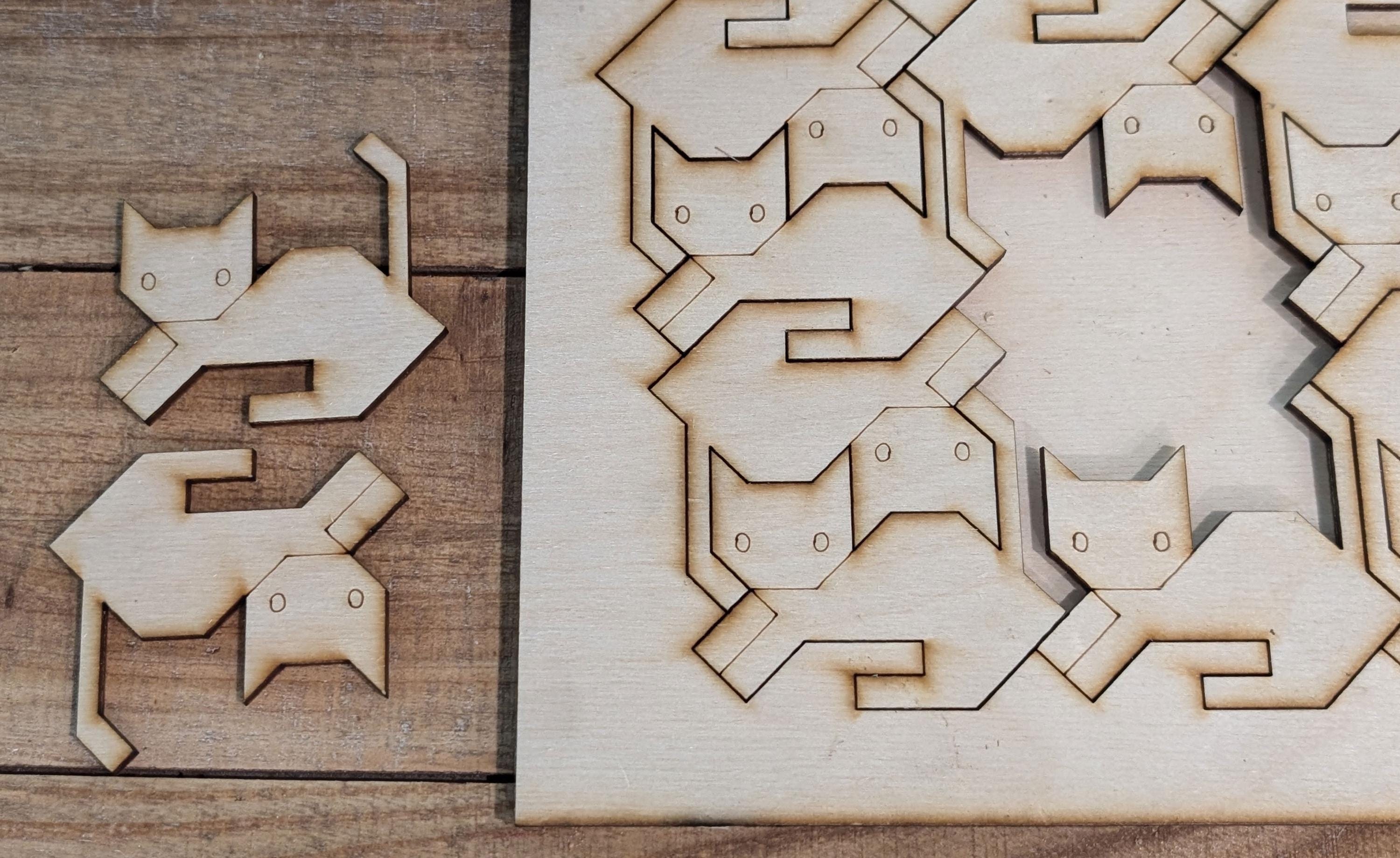 Cat Puzzle Digital File for Interlocking Cats SVG/DXF/AI for Laser ...