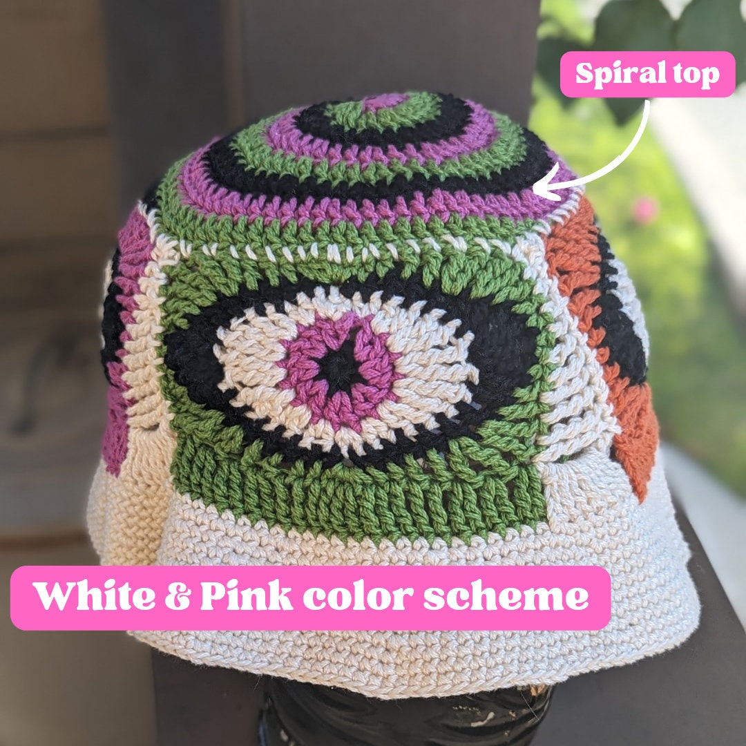 All-seeing Eye Bucket Hat Handmade Crochet Knit Granny Square Sun Hat ...