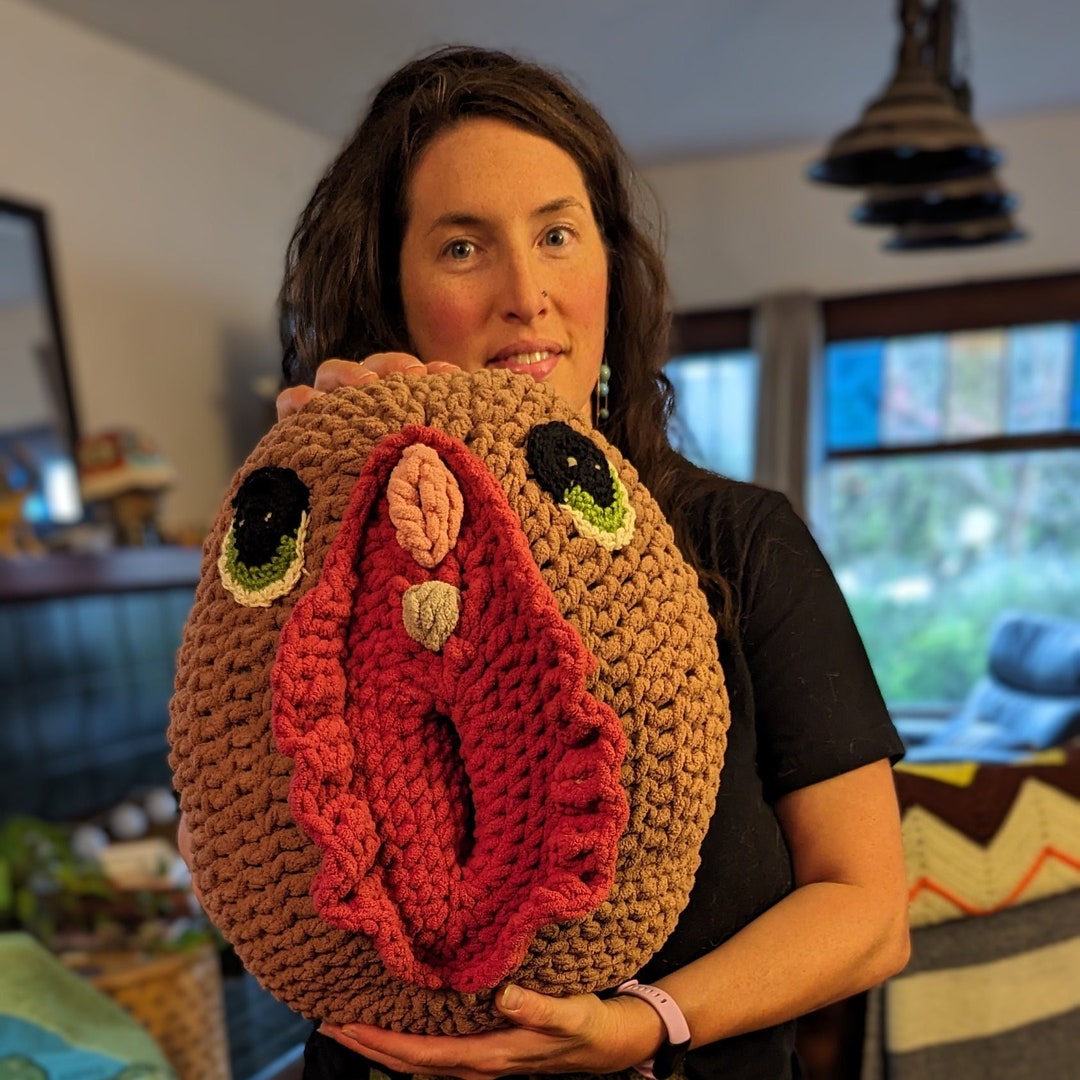 Ms Fanny XL 2ft Crochet Vagina Pillow Stuffed Animal - Female Naughty Gag Gift Pussy Plushie ...