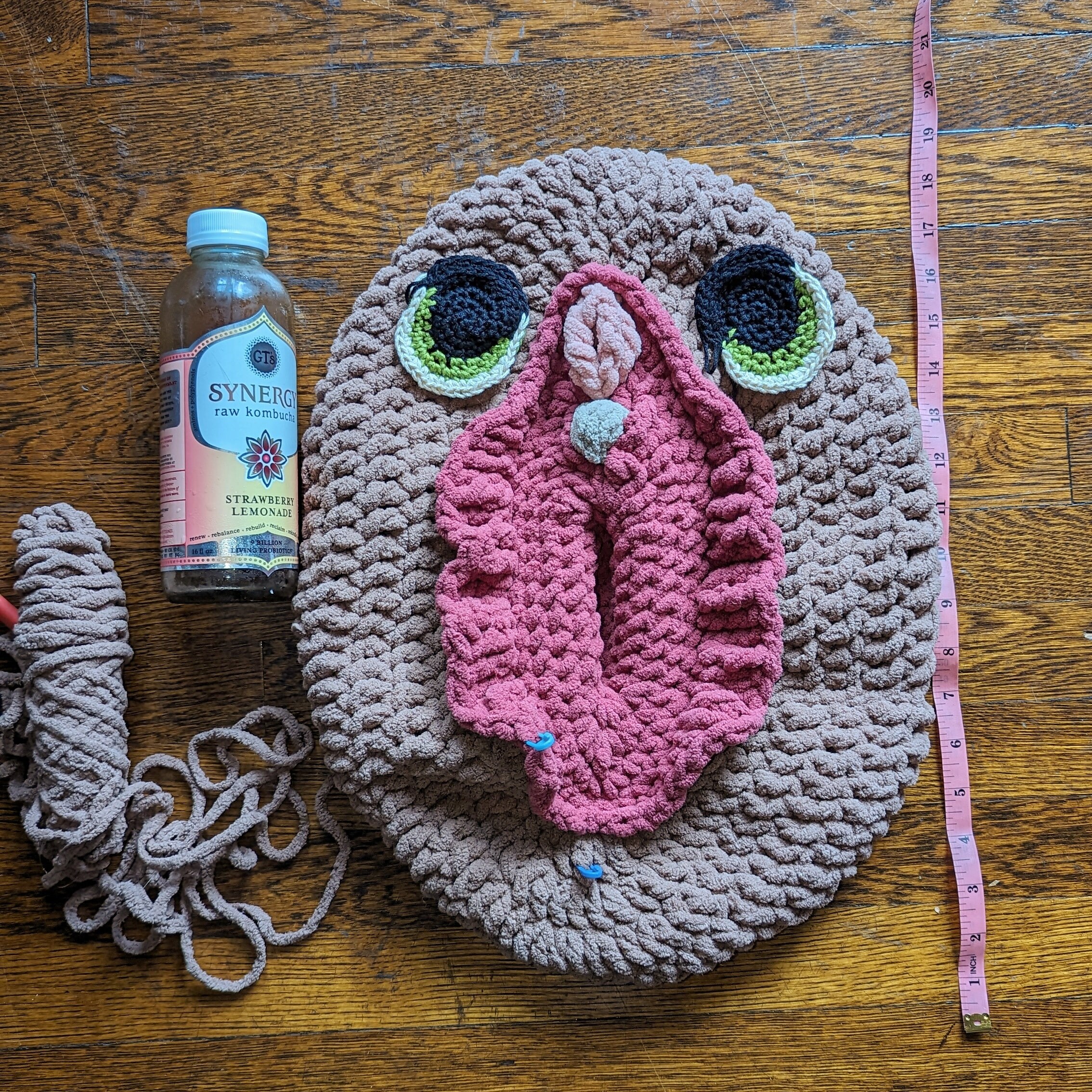 Ms Fanny XL 2ft Crochet Vagina Pillow Stuffed Animal - Female Naughty Gag Gift Pussy Plushie ...