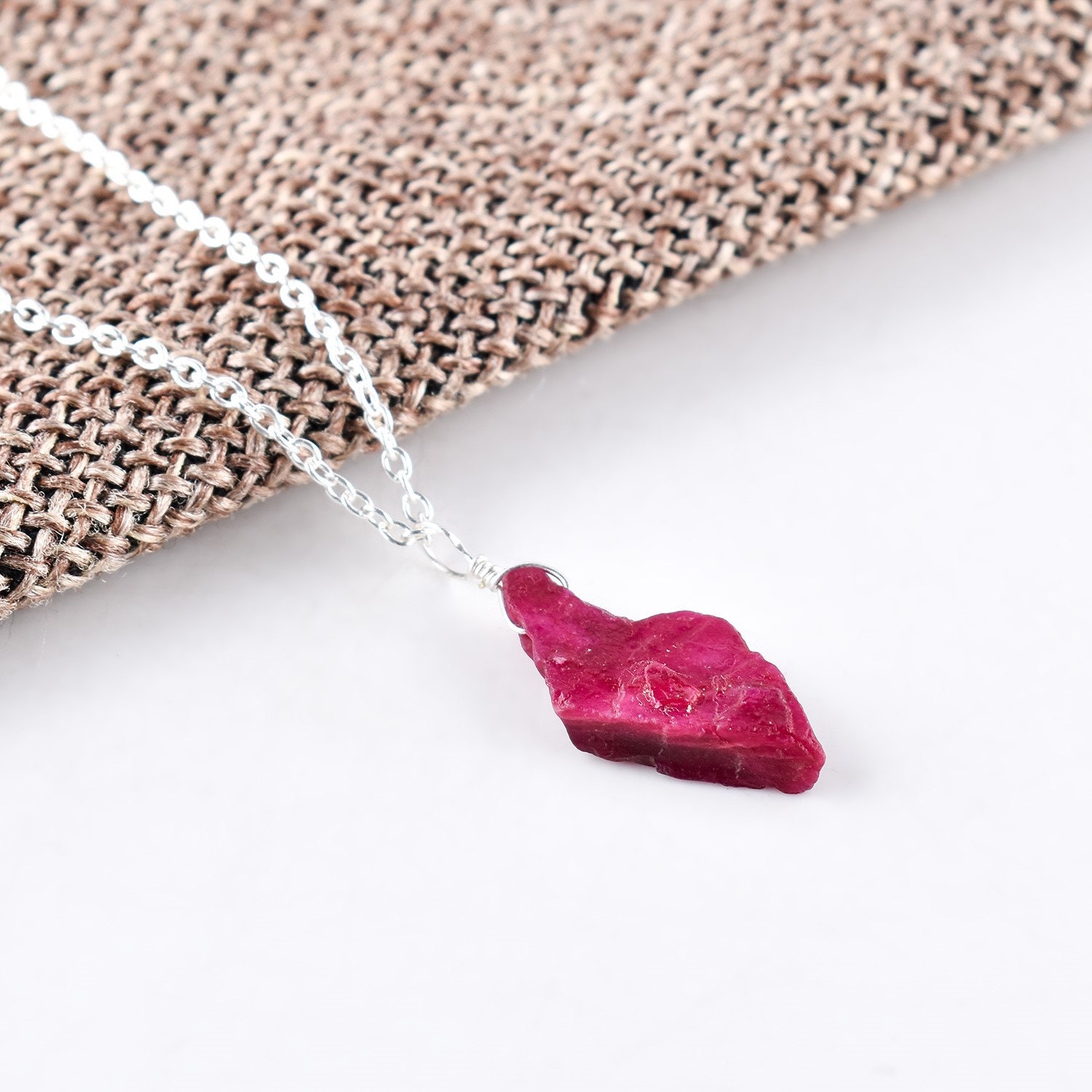 Raw Pink Ruby Gemstone Rough Stone Dainty Pendant Necklace - Etsy