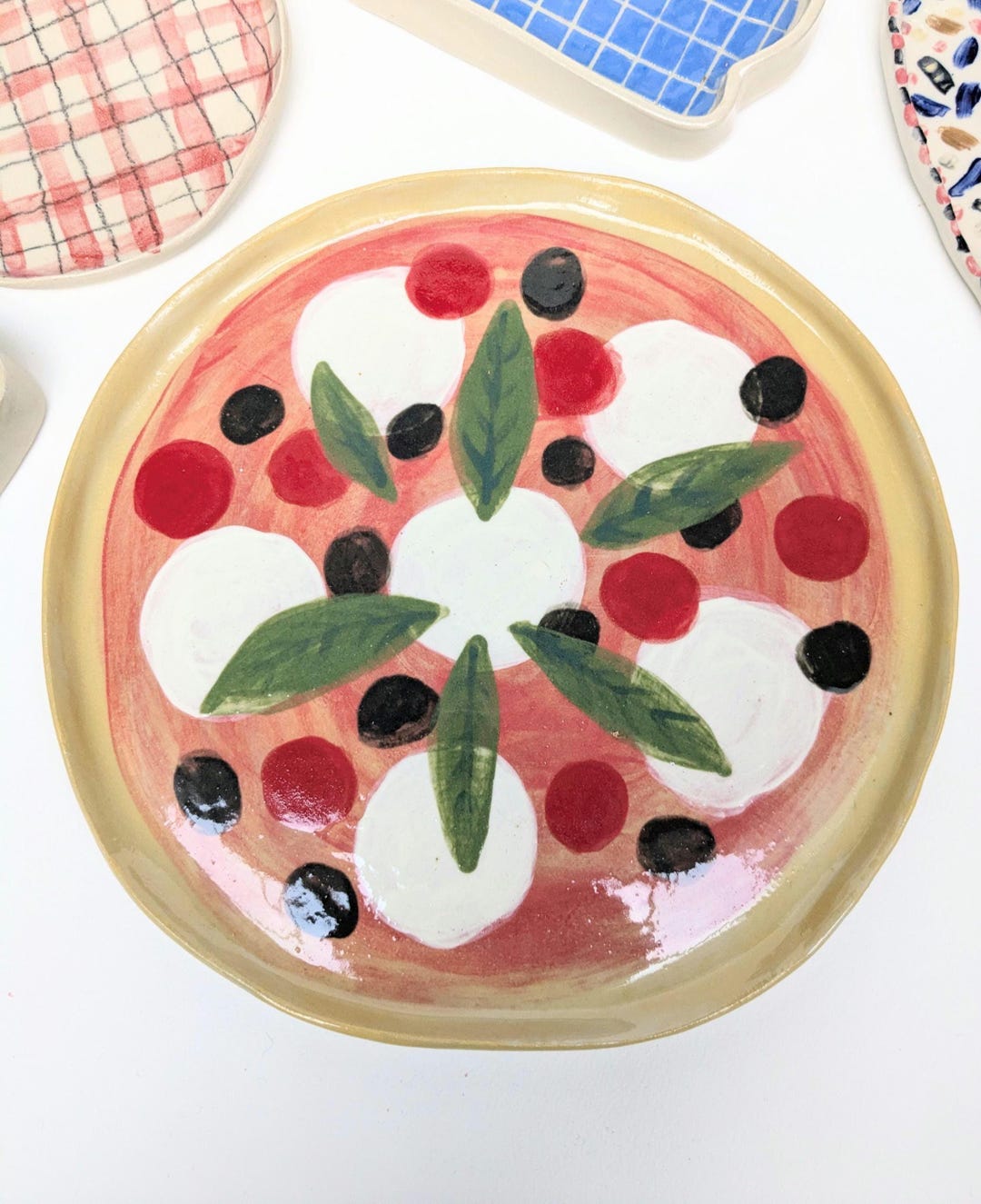Ceramic Pizza Plate, Hand-made and Painted, Unique Piece - Etsy