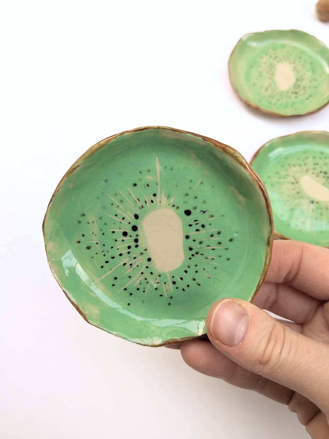 Small Ceramic Cup / Saucer, Kiwi Model in Enameled Stoneware, Hand-made ...