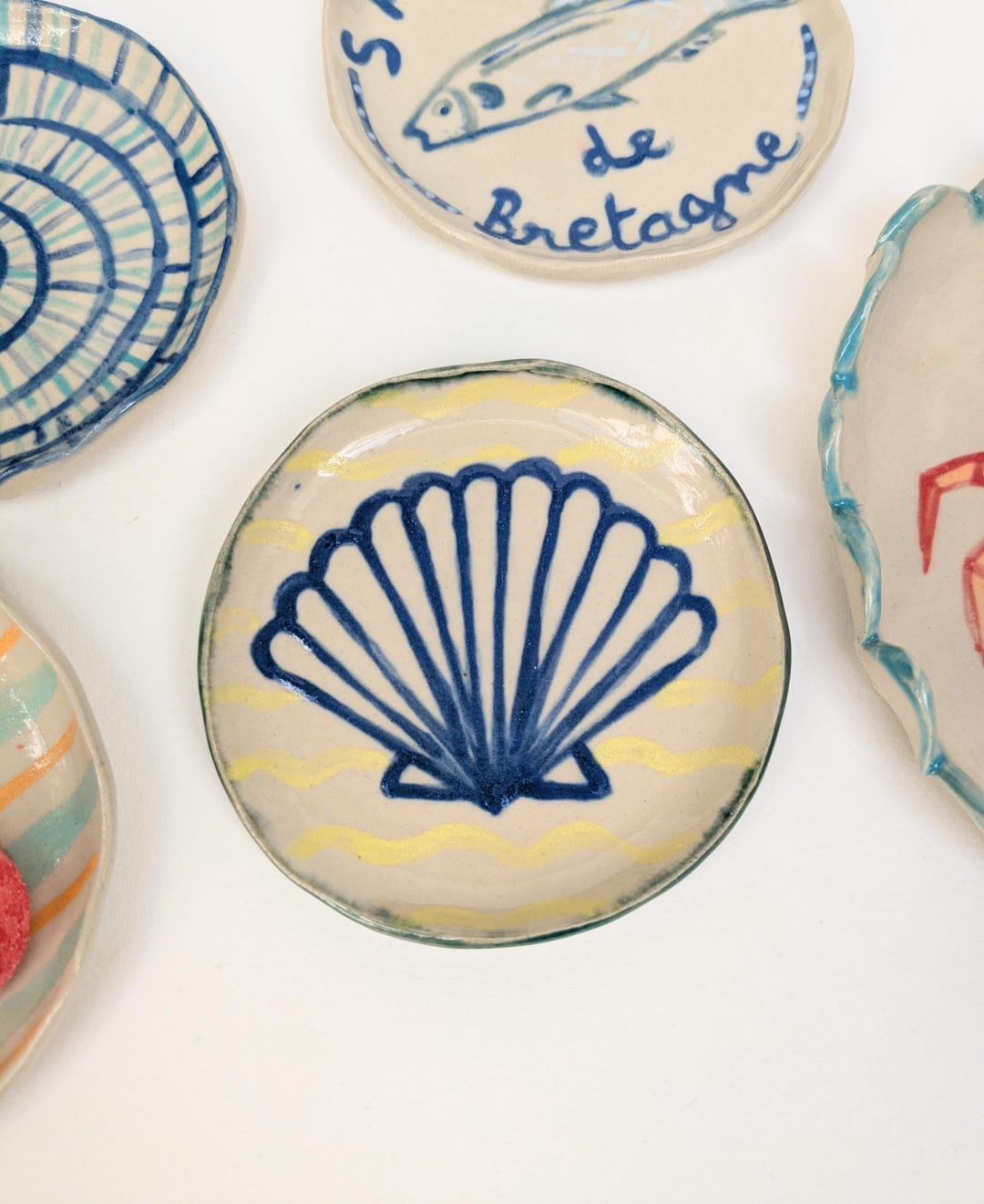 Small Blue Scallop Shell Saucer in Glazed Stoneware, Hand-made and Hand ...