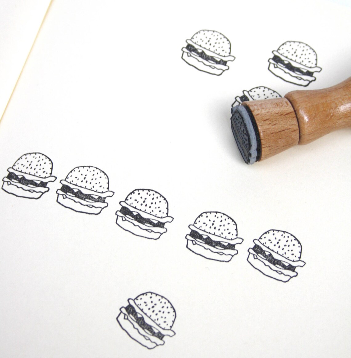 Mini Wooden and Rubber Burger Stamp, French Handcrafted, Kawaï Gift ...