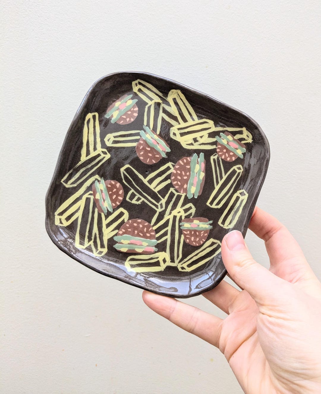 Ceramic Burger and Fries Bowl, Handcrafted and Painted, Unique Piece - Etsy
