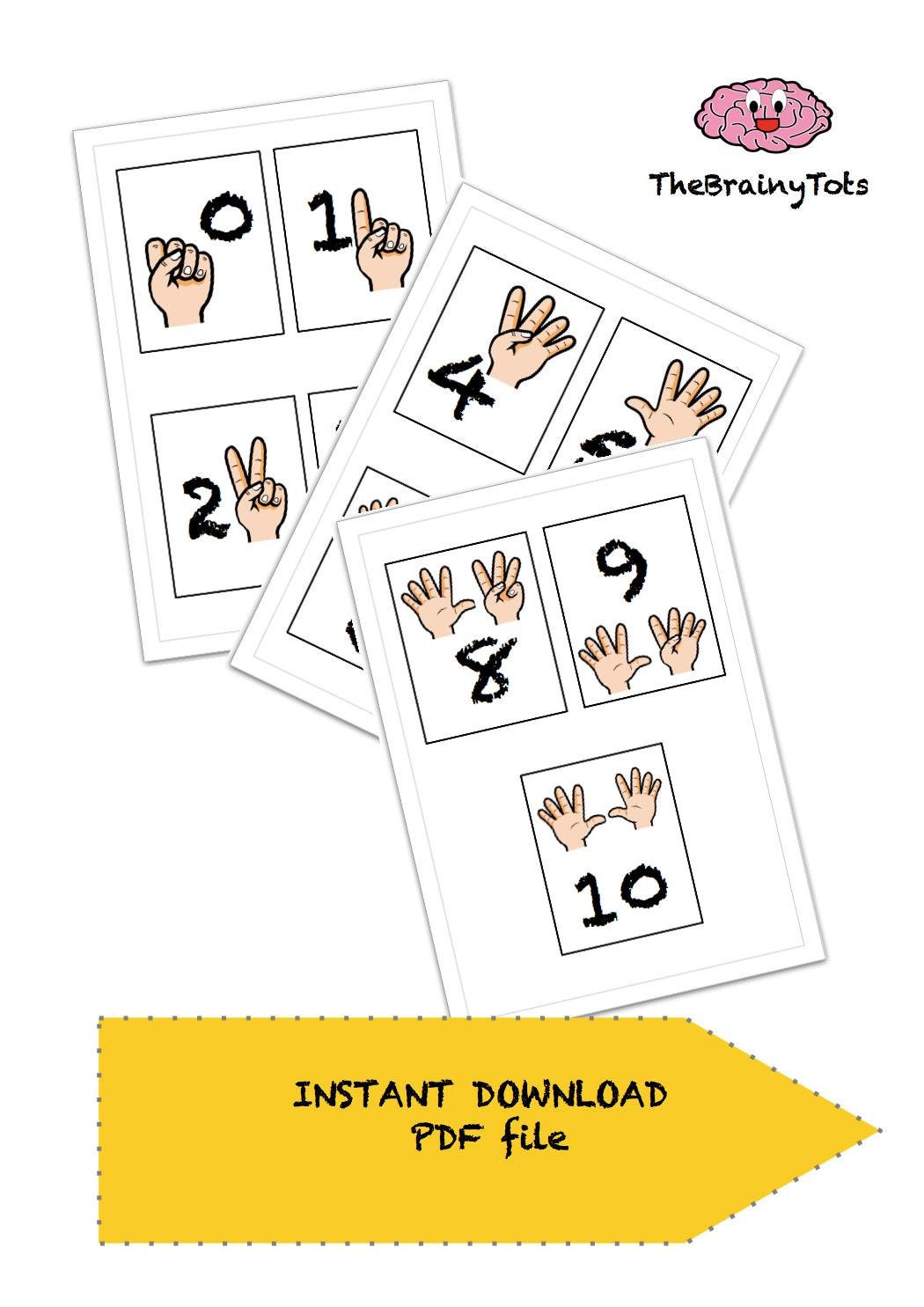 Finger Counting - FLASH CARDS, Toddler Printables, Counting 1 to 10 ...