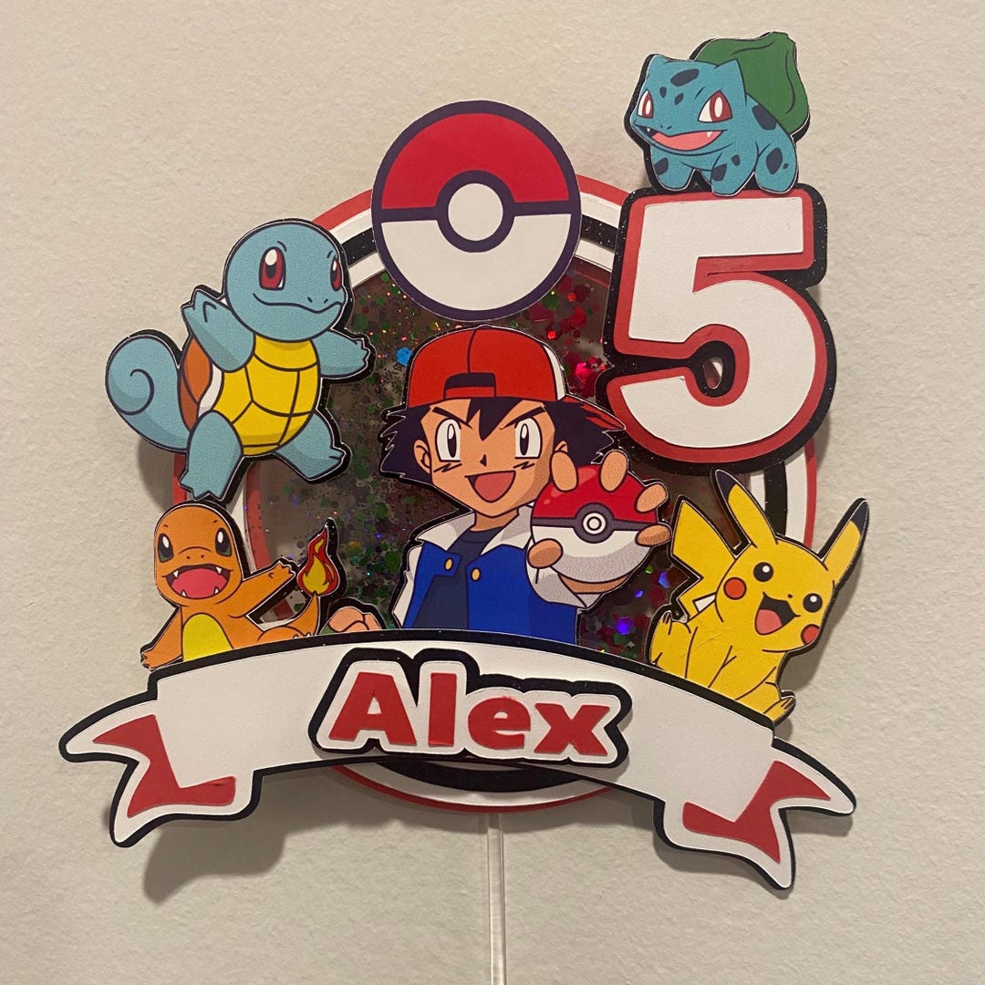 Pokemon Topper, Pikachu, Custom Topper, Kids Birthday Toppers, Cartoon ...