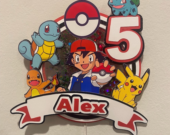 Pokemon Topper, Pikachu, Custom Topper, Kids Birthday Toppers, Cartoon ...