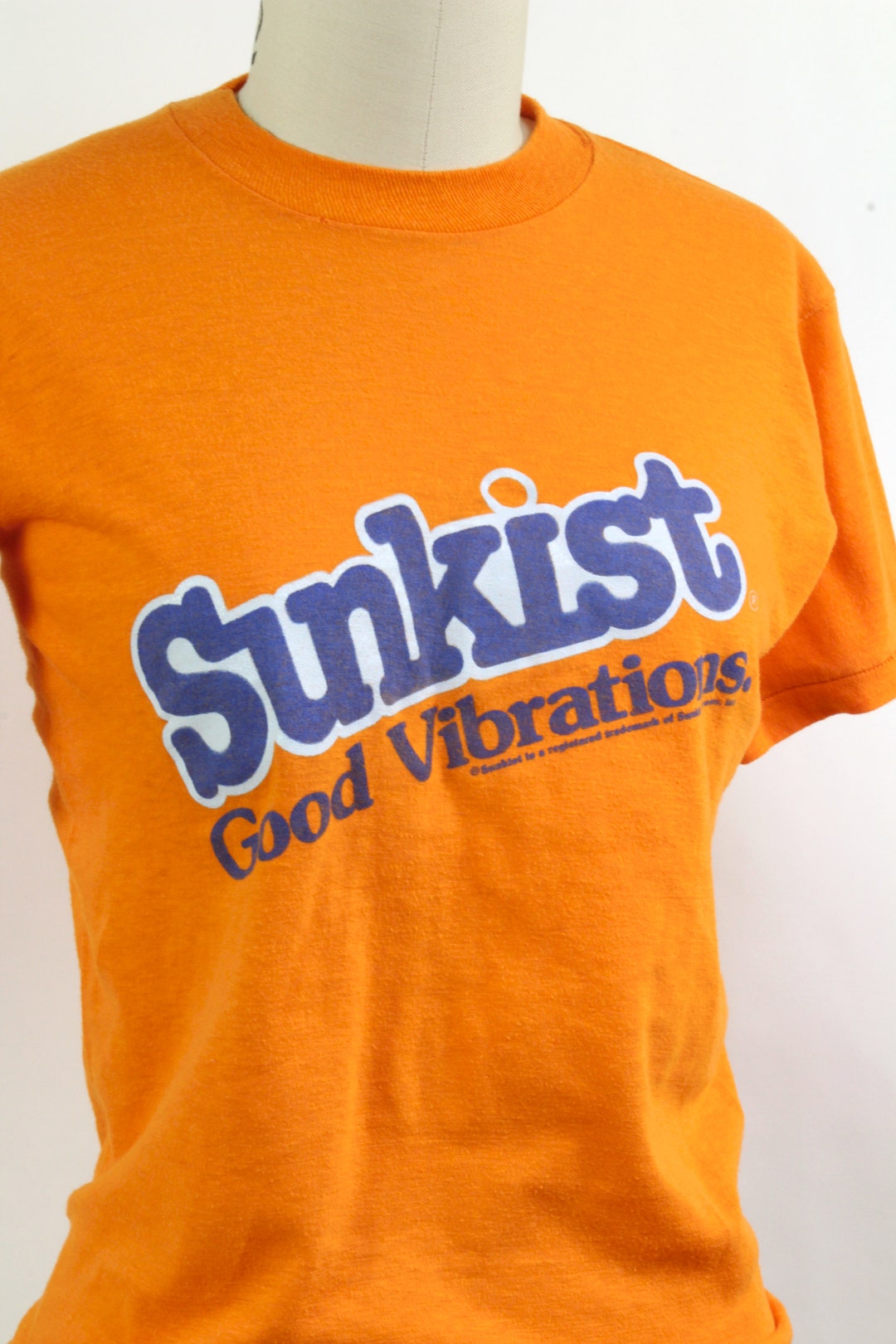 Sunkist Good Vibrations Orange Vintage T-shirt, Single Stitch Tee, 70-80's Graphic Tee, T ...