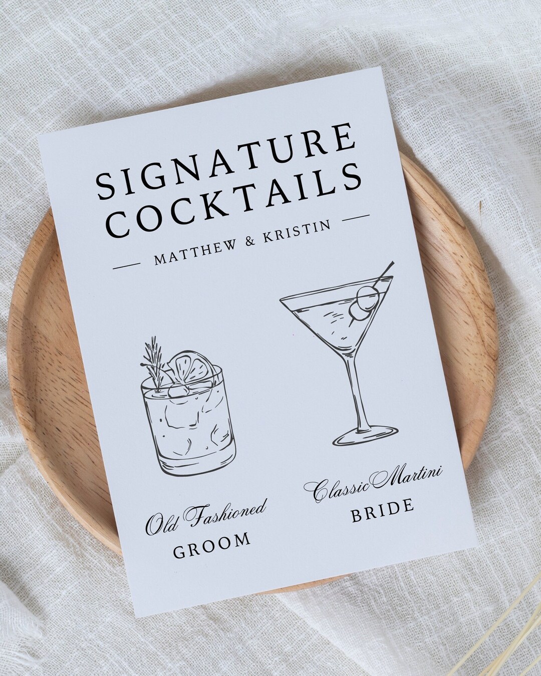 SIGNATURE COCKTAIL SIGN, Digital Download Bar Sign, Modern Signature ...
