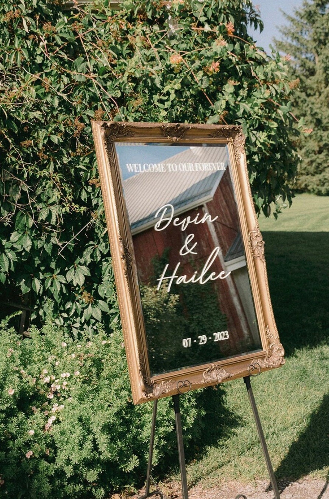 Welcome to Our Wedding Mirror Decal: Elegant DIY Vinyl Sign - Etsy